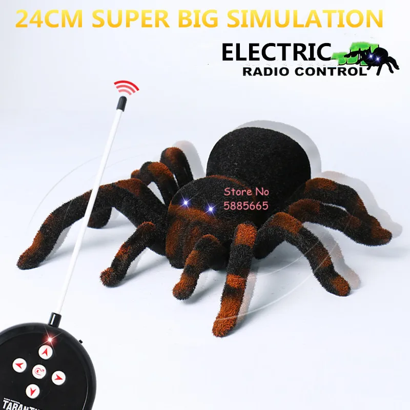Upgraded 24cm Big Size Electric Remote Control Spider Funny Toys 4ch Eyes Glow Walking Turn ...