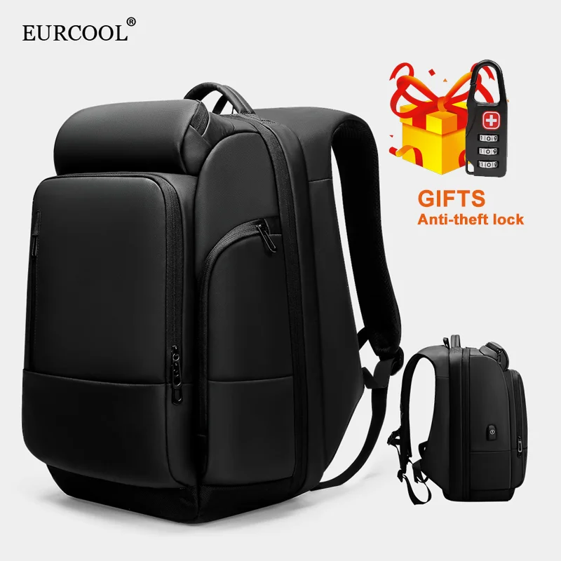 EURCOOL 17 Inch Laptop Backpack For Men Waterproof Functional with USB ...