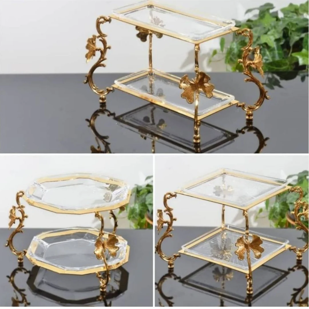 Quality-Glass-Handcraft-Fruit-Tray-two-tiers-Snack-Rack-Dried-Fruit ...