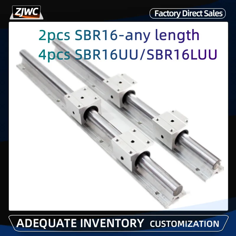 2pcs Sbr16 16mm Linear Guide Rail 150mm-1500mm Fully Supported Linear ...