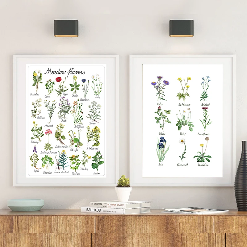Wild Flowers Chart Canvas Painting Plant Flower Species Botanical ...