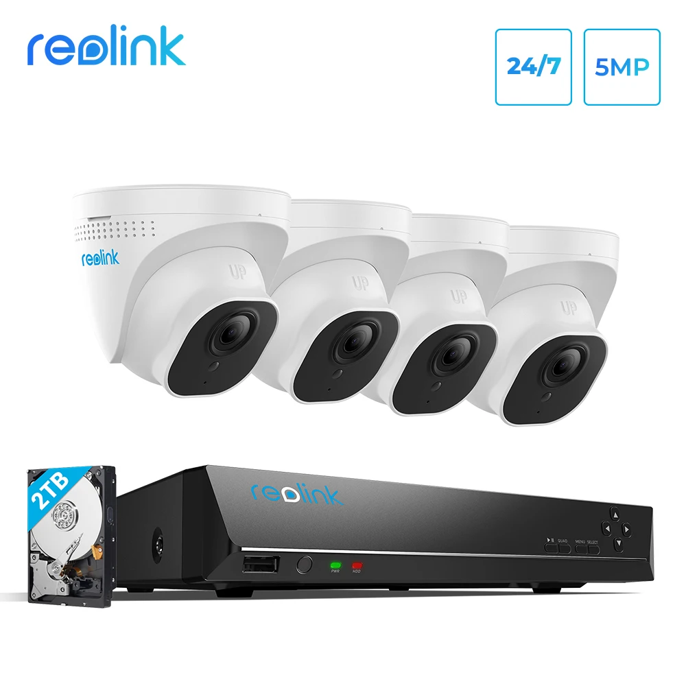 Reolink Rlk8-520d4-5mp Camera System 8ch Poe Nvr&4 Poe Ip Cameras ...