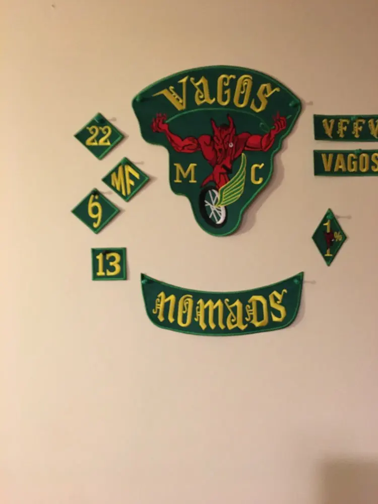 9pcs/lot VAGOS NOMADS 1% MC Motorcycle Iron On Embroidered Patch For ...