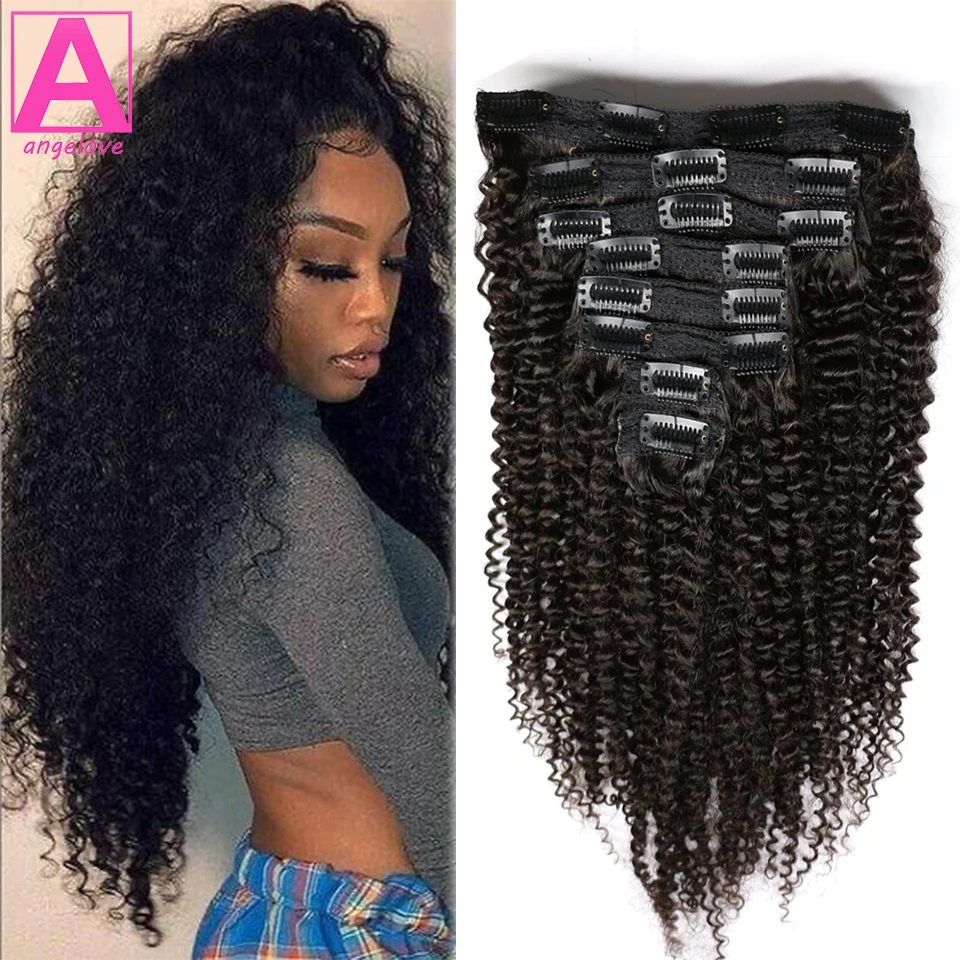 Deep Wave Clip In Human Hair Extensions 100g/set Clips In Extension Full Head Brazilian Clip on ...