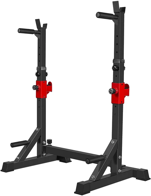Adjustable Squat Rack Stand, Barbell Rack, Dip Bar Station, 43% OFF