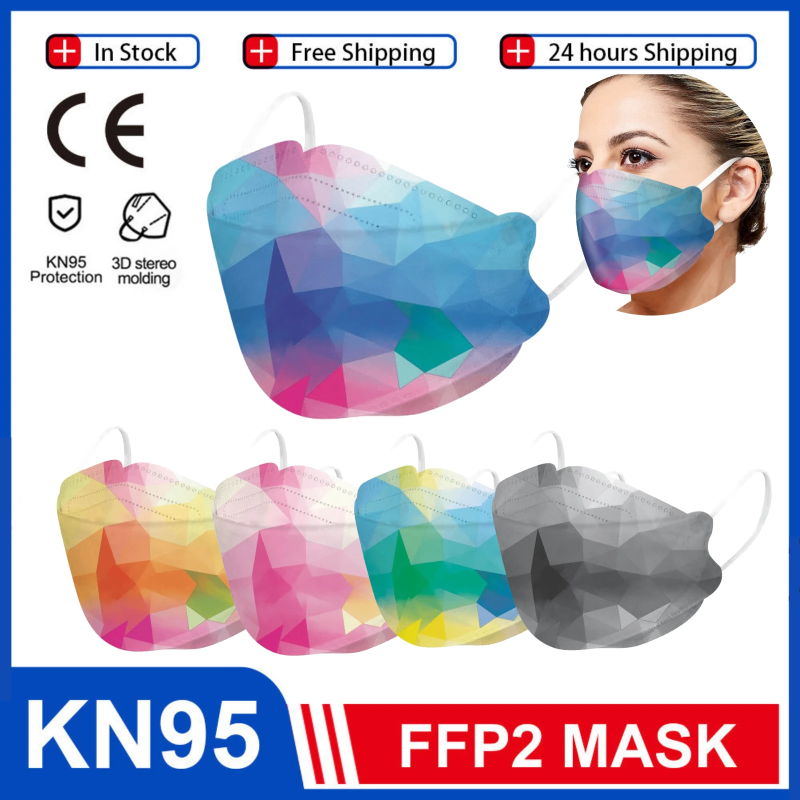 10PC-ffp2-masks-KN95-Adult-Diamond-Cut-Print-5-Layers-Fabric-Respirator ...