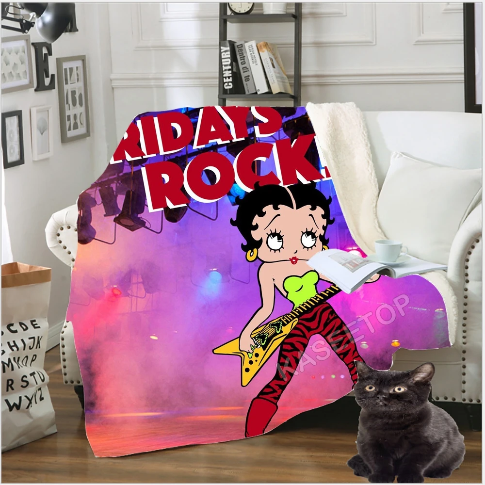Newest Throw Blanket 3D Girl Betty Boop S Cute Blanket for Chair ...