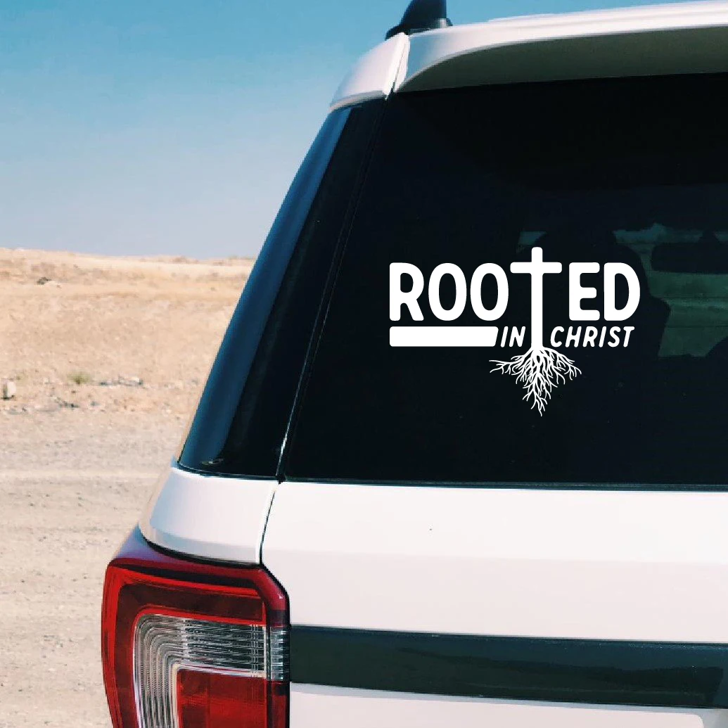 Rooted in Christ Faith Scripture Vinyl Sticker Car Window Door Decor ...