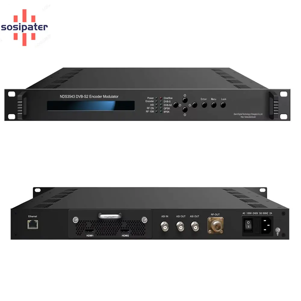 Modulador NDS3543C HD a DVB S S2, codificación Mpeg2 Mpeg4 HD con mux Biss dvb s2 8psk ...