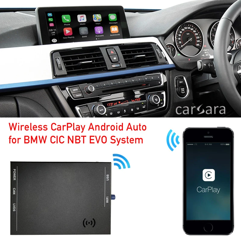 For BMW CIC NBT Apple carplay kit E60 E61 E90 E91 E92 E93 F10 Android auto interface activation ...