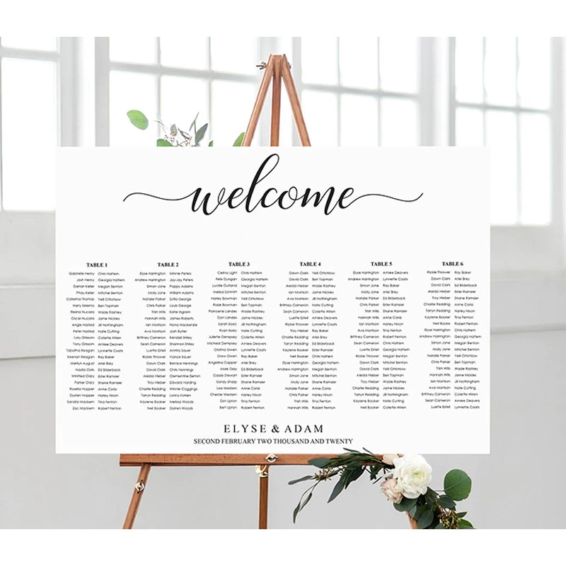 Personalized Wedding Welcome Sign With Guest List Wooden Welcome Sign ...