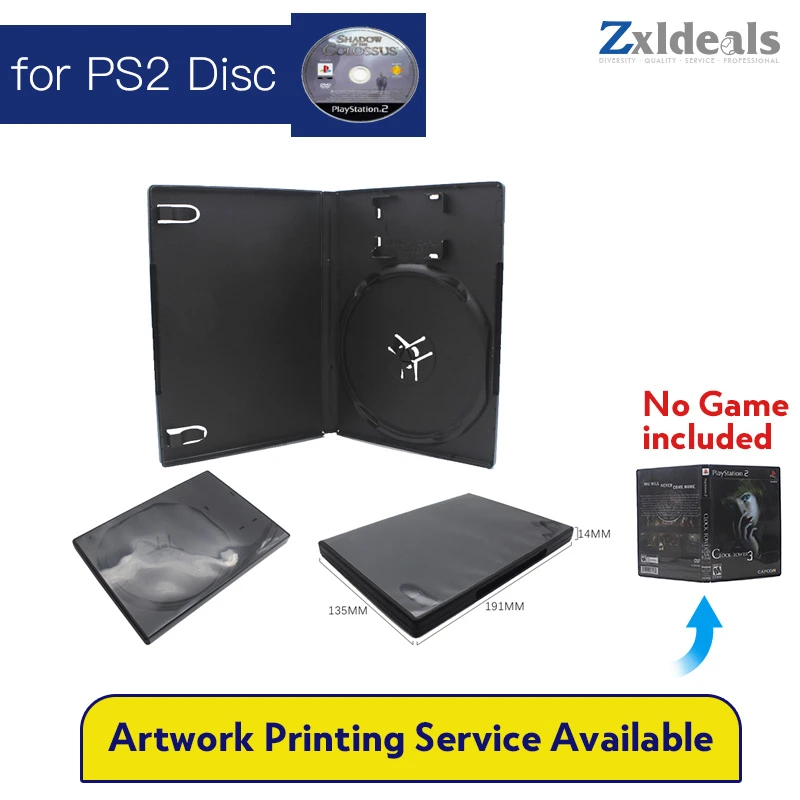 Replacement Case For Ps2 Game Disc Spare Black Game Playstation 2 Box ...