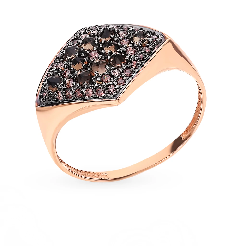 Gold ring with quartz and cubic zirconia sunlight|Rings| - AliExpress