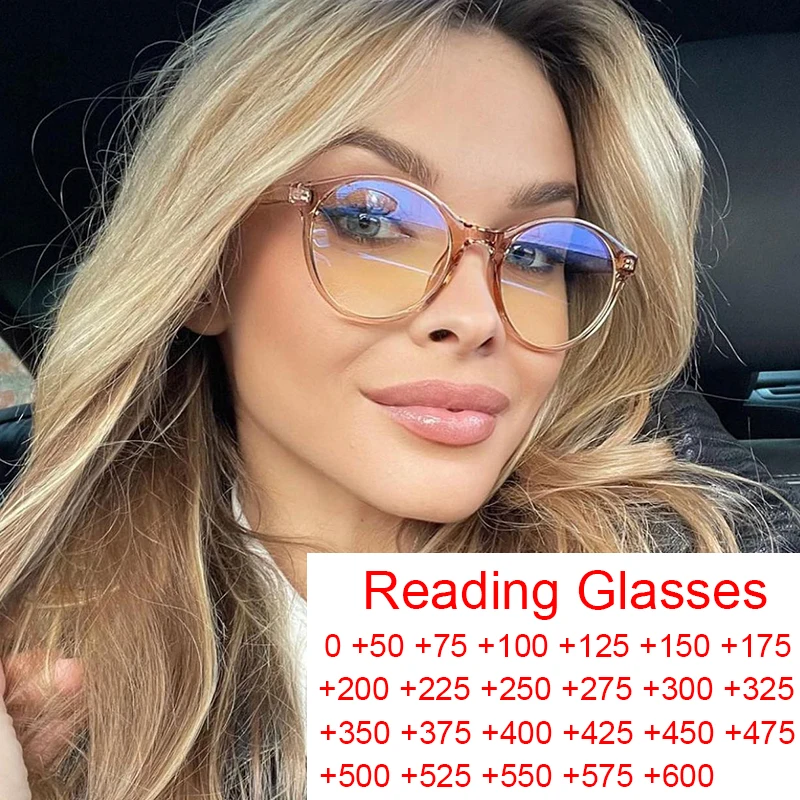 New-Fashion-Simple-Unisex-Round-Reading-Glasses-TR90-Clear-Brown-Optical-Eyeglasses-Frame-Anti ...