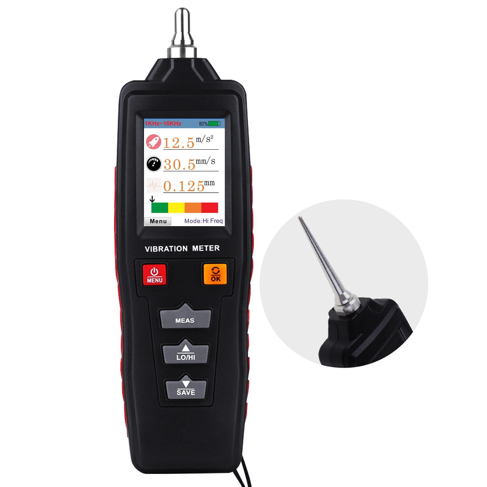 Vibration-Meter-with-Short-Long-Probe-Colored-Flip-Display ...