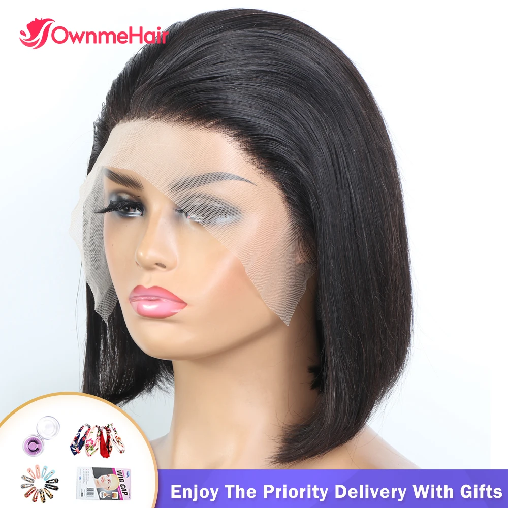 Short-Bob-Wig-Bone-Straight-Human-Hair-Wigs-13x4-13x6-Lace-Frontal-Wigs ...