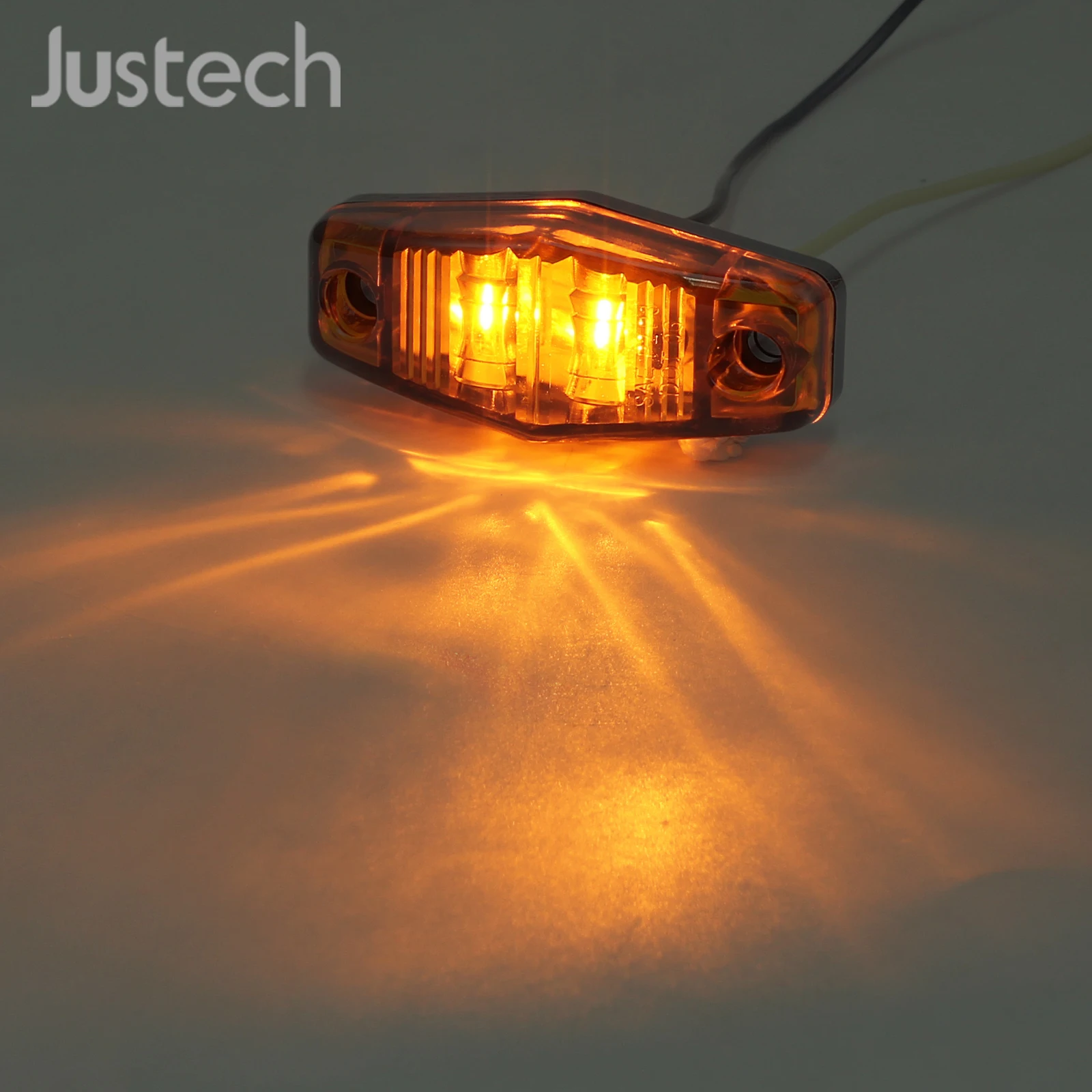 Justech 10Pcs 2LED Front Side Marker Amber/Red Lights Fit for 12v/24v ...