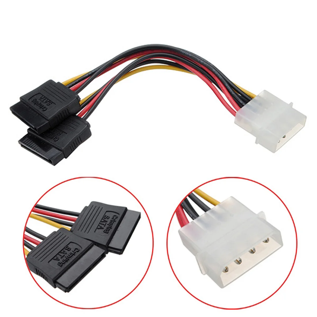 CYDZ IDE 4pin to Dual SATA 15P Y Splitter 10cm Hard Disk Power Supply ...