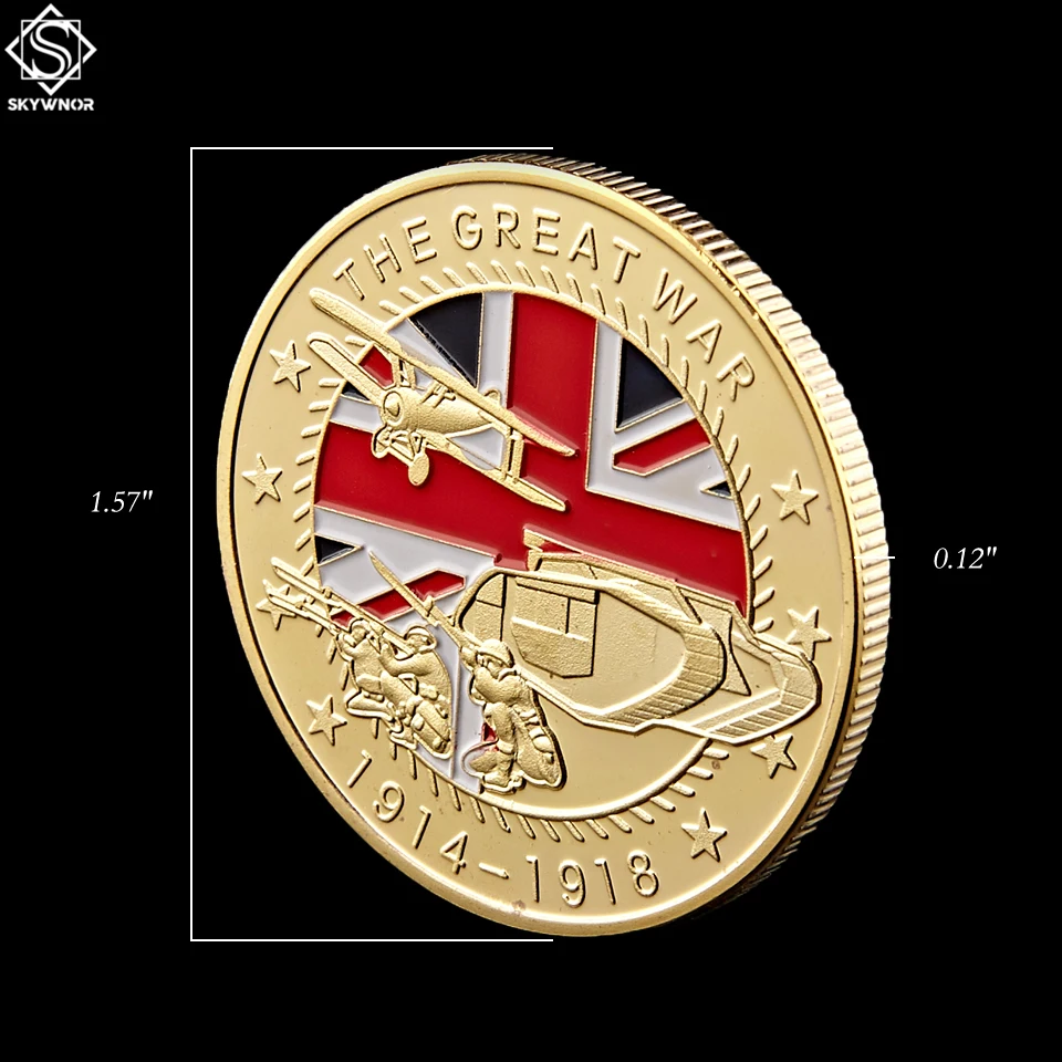 1914-1918 World War i Gold Plated Souvenir Coin The Great War 100th ...