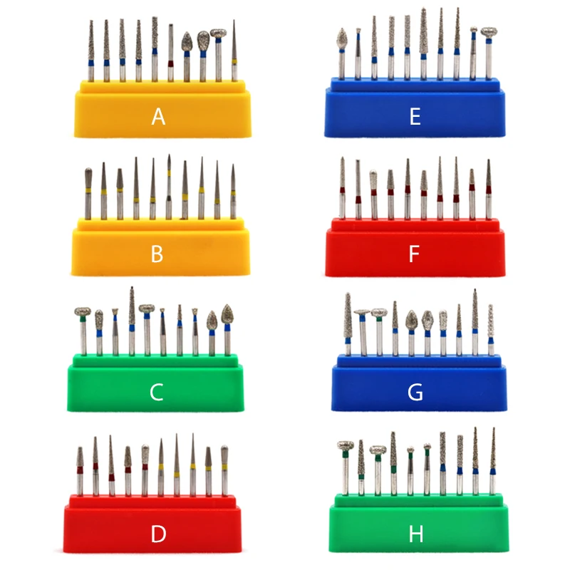 Dental Diamond Bur Drill Bits Set, Alta velocidade, polimento, aço ...