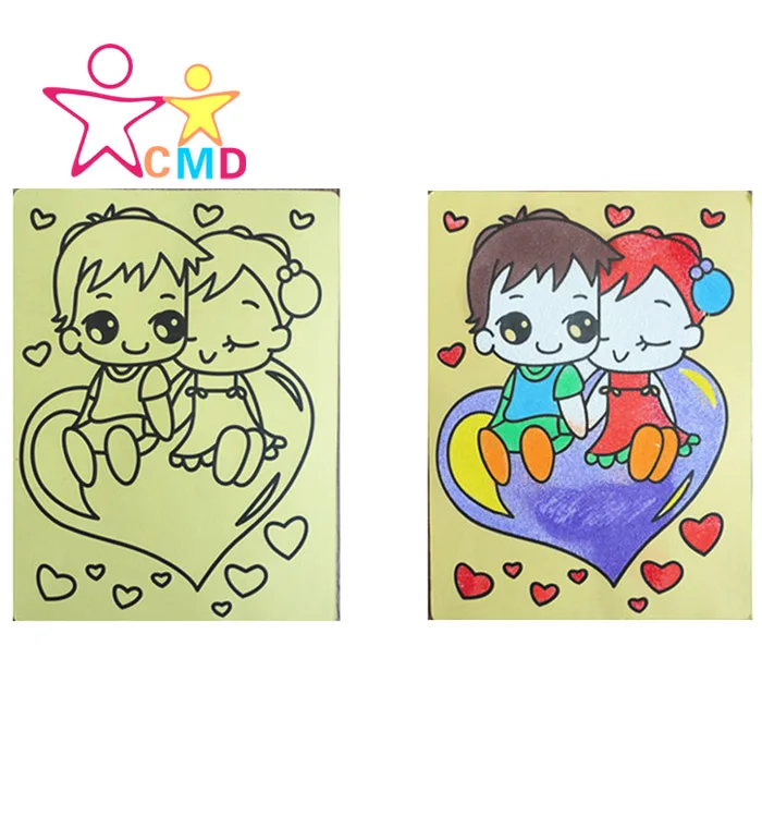 12.5*16.8cm Yellow Sand Painting Of Children Drawing Toys, Random ...