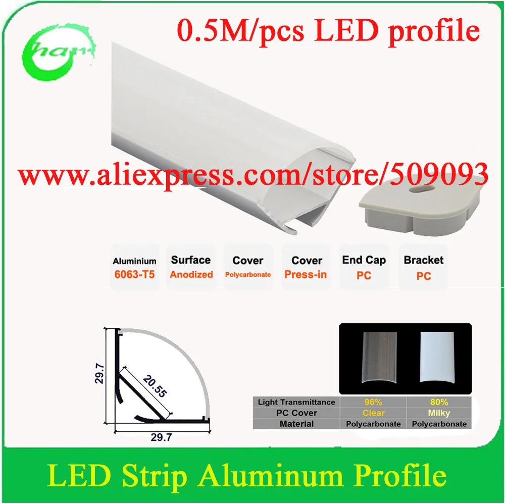 0.5m 6pcs LED Big profile For Corner & Pendant light Profile|led lights ...