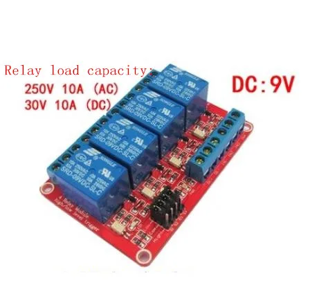 9V Four 4 Channel Relay Module With Optocoupler isolation Supports high ...