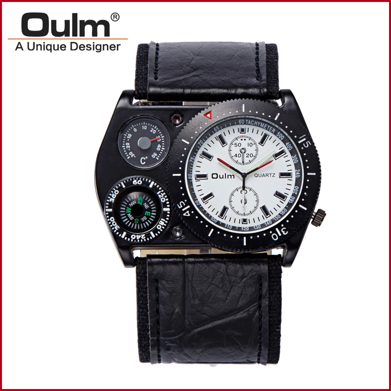 Big Dial pc21s Movt Quartz Watch Oulm Brand Wristwatch with One Time ...