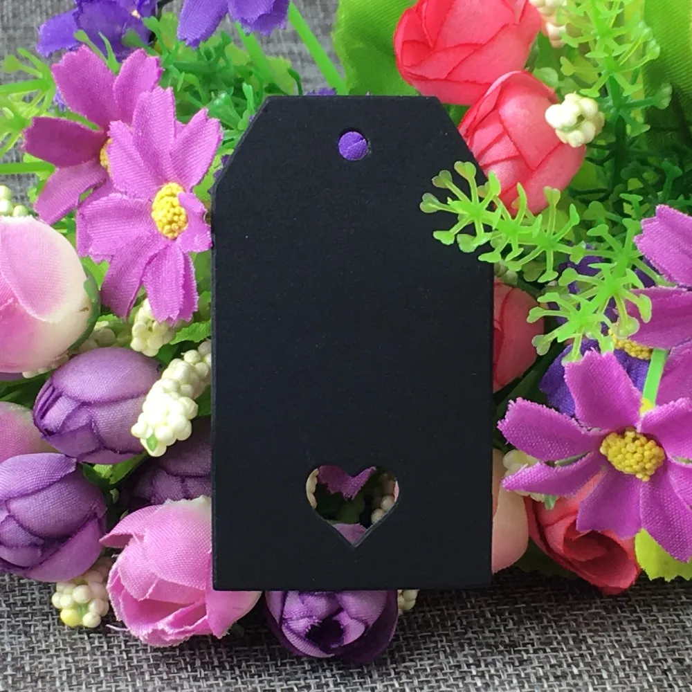 400pcs/lot 7*4cm Kraft Black Cut Corner Hang Price Tags With Heart ...