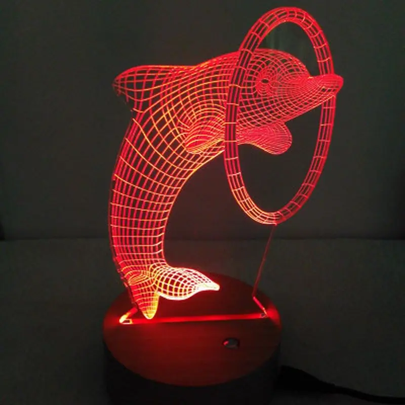 3D Illusion Led Night Light 7colors Dolphin Lamp Table Novelty Products ...