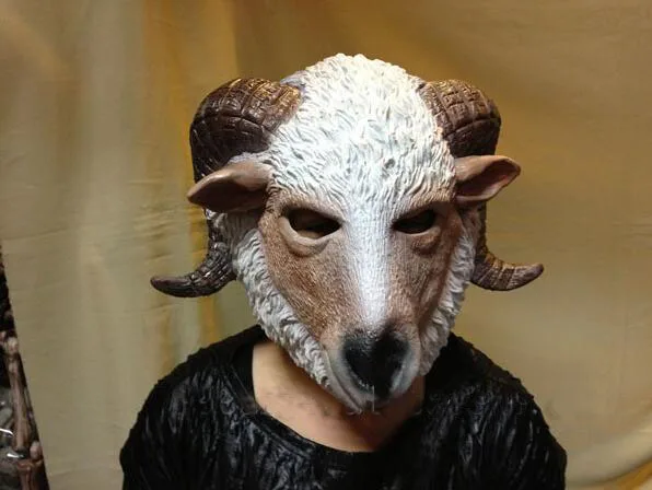 Halloween Party Cosplay Sheep Head Latex Mask Anonymous Animal Mask ...