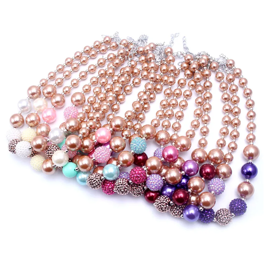 MHS.SUN 2PCS Fashion Cute Baby Kids Bubblegum Beaded Necklace DIY Round ...