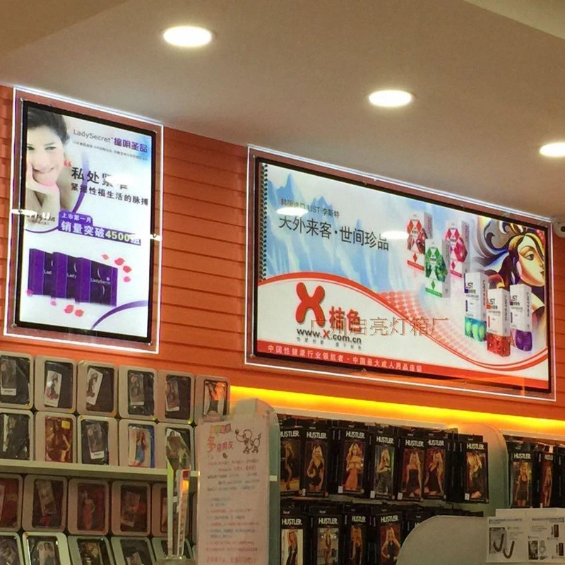 Black-Border-Acrylic-Frame-LED-Backlit-Advertising-Panel-Wall-Hanging ...