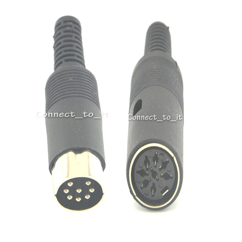 Din Plug Male Connector 8 Pin With Plastic Handle & Female Din Jack ...