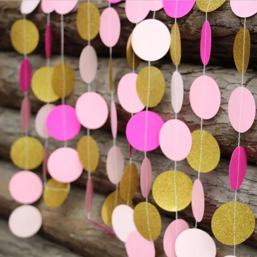 5pcs Gold Pink Paper String Cute Color Photo Prop Birthday Party ...