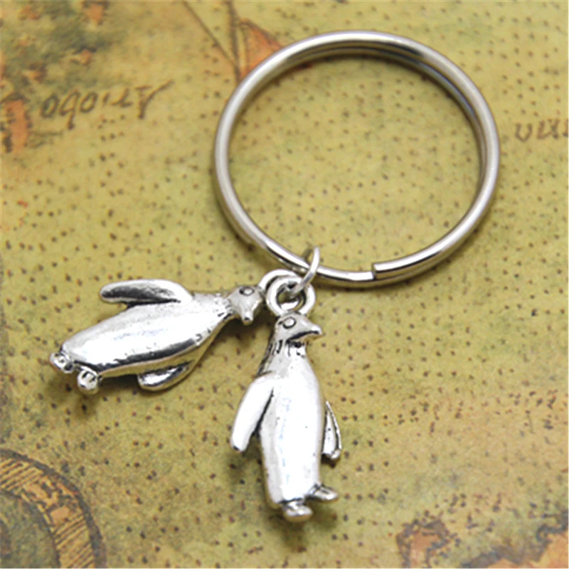 12pcs/lot Penguin Keychain Penguin Charm keyring Winter Jewelry silver ...