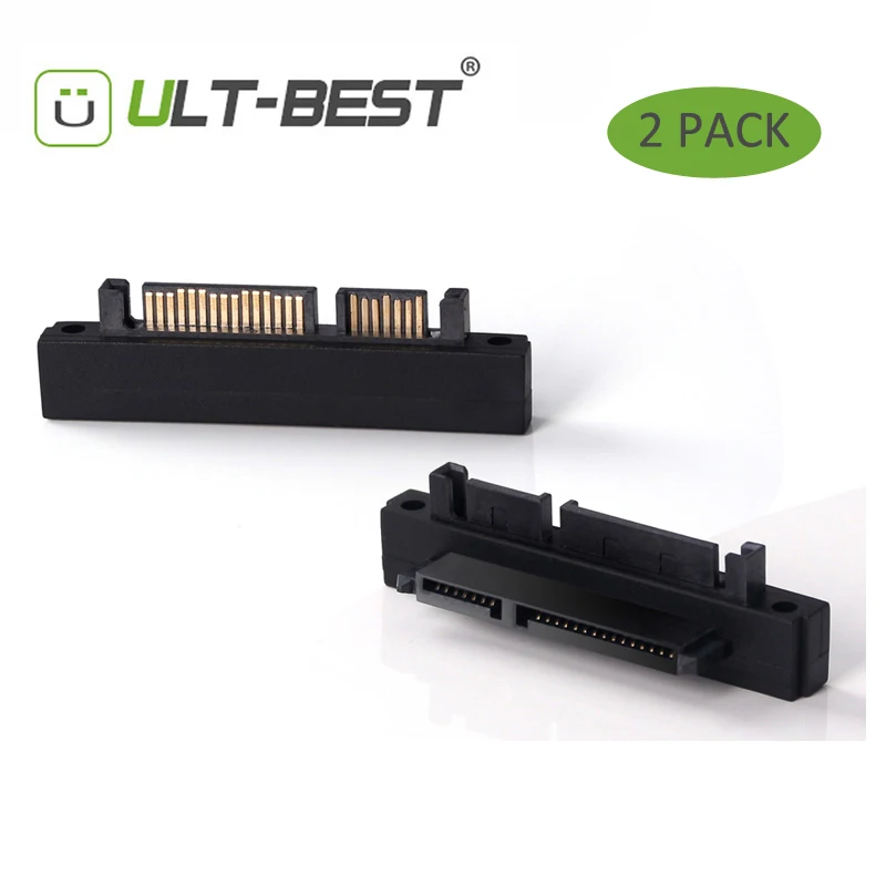 Ult-best 2 Pack 22pin Right Angle Up 90 Sata Adapter Male To Female 7+15 Pin Serial Ata ...