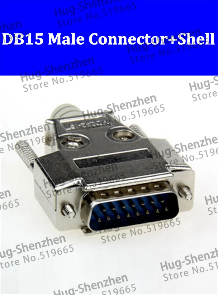 Top D Sub 15 pin DB15 2 row plug (male) solid pin module + removable ...