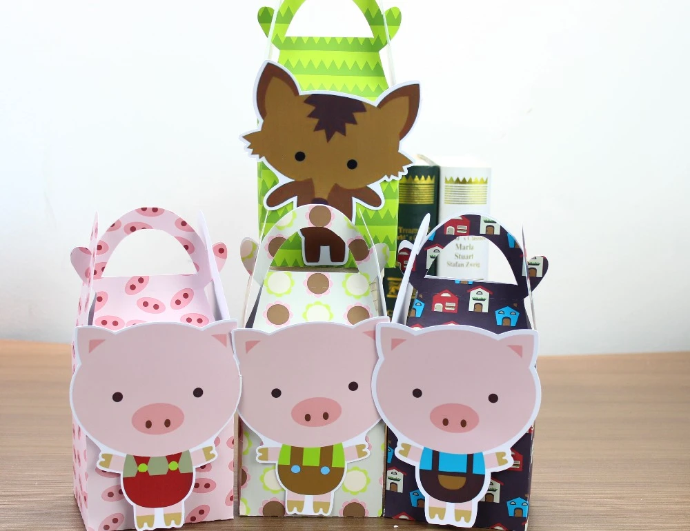 Friendly Little Pigs Favor Box Candy Box Gift Box Cupcake Box Boy Kids ...