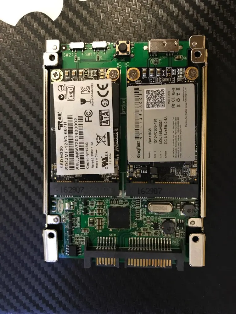 SATA 6G/ USB3.0 to 2x mSATA Adapter Raid Card w/ USB 3.0 Micro B ...