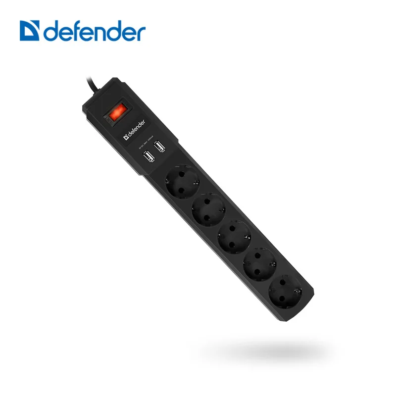 Defender DFS 453 Power Strip 1.8M Cable EU Plug Sockets with 2 USB ...