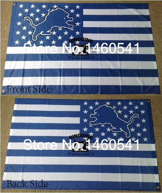 Detroit Lions with modified US Flag 3ft x 5ft Polyester NFL Banner ...