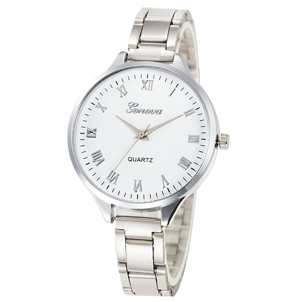 4 Color Women Fashion Roman Numbers Stainless Steel Thin Band Analog ...