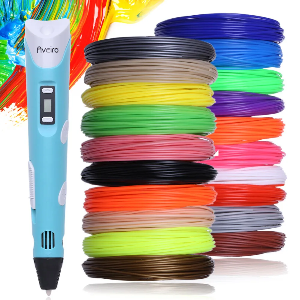 3d Pen 200 Meter 20 Color Pla Filament Eu Adapter Led Display 3 D Printing Pen Model Creative