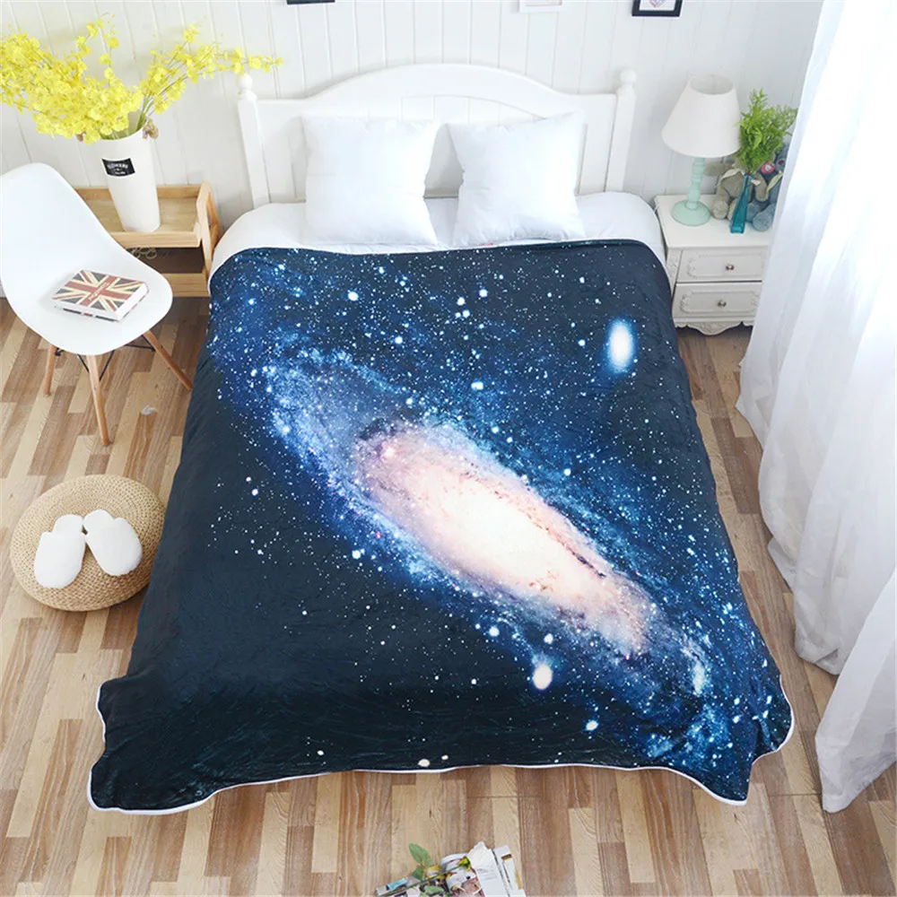 Cilected Universe Nebula Space Printing Blanket Flannel Fleece Fabric For Beds Office Sofa Cover