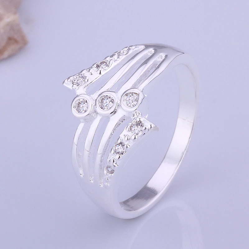 new design rings for women Fine jewelry gem set geometric silver ring ...