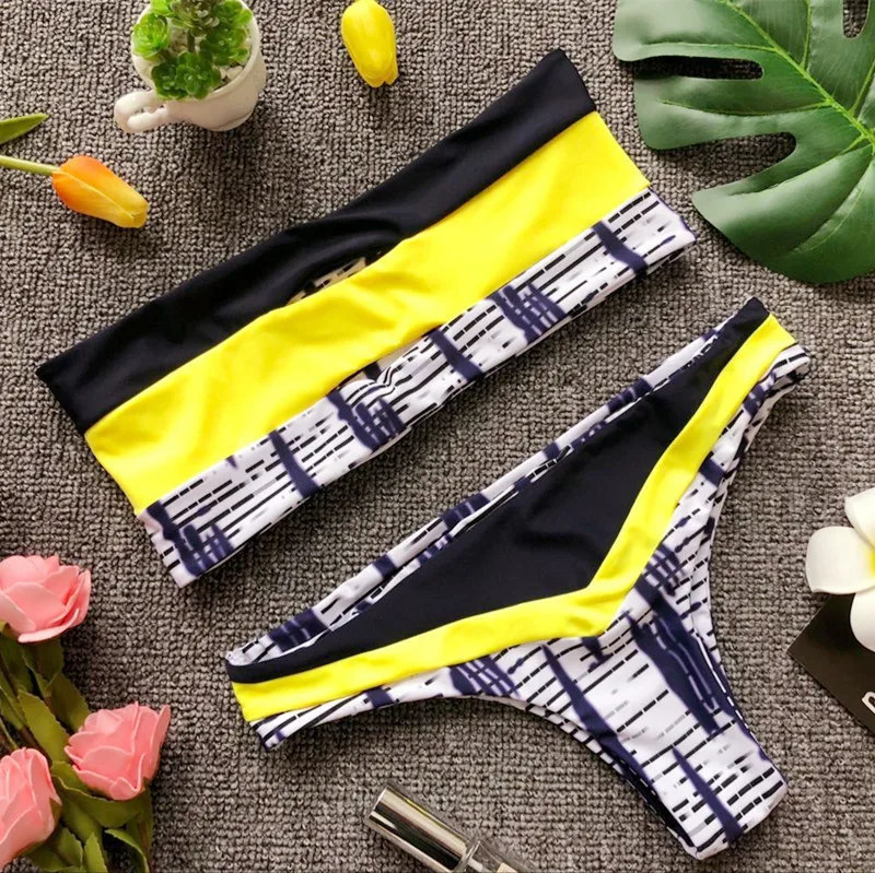 Luoanyfash 2018 Sexy Push Up Swimwear Print Hot Halter Bathing Suit