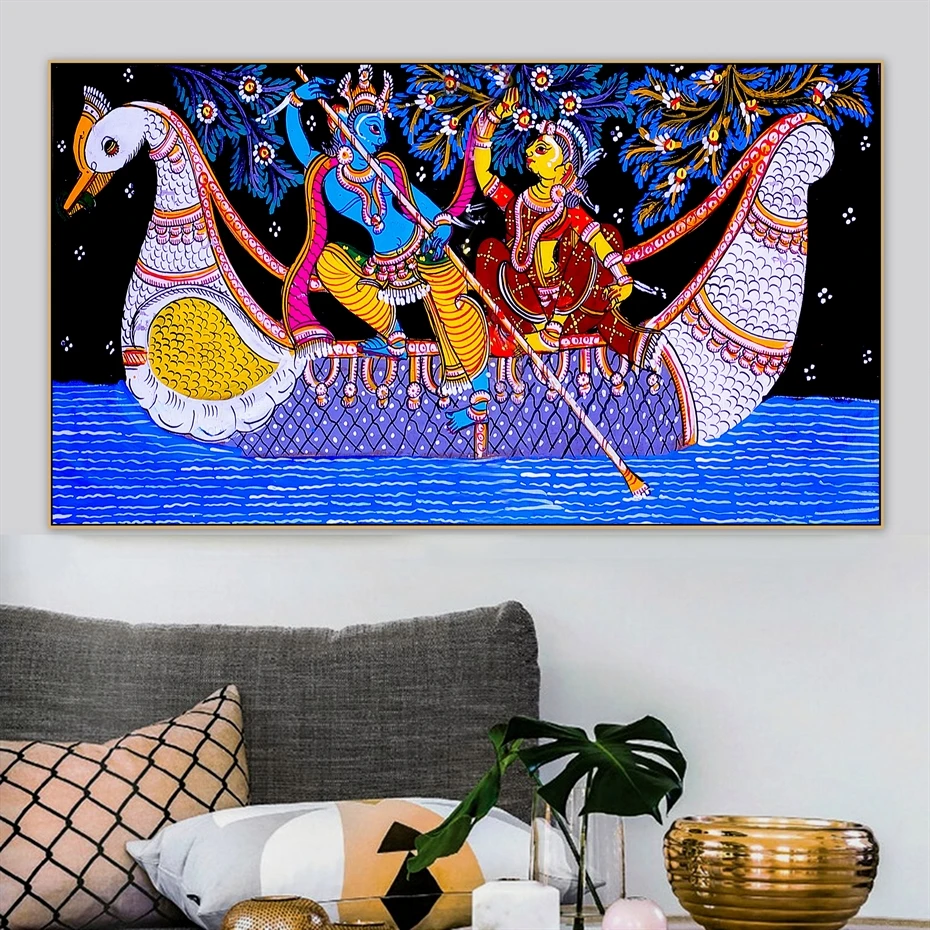 Madhubani Mithila Radha Krishna Jodi Indian God Hindu Religious ...
