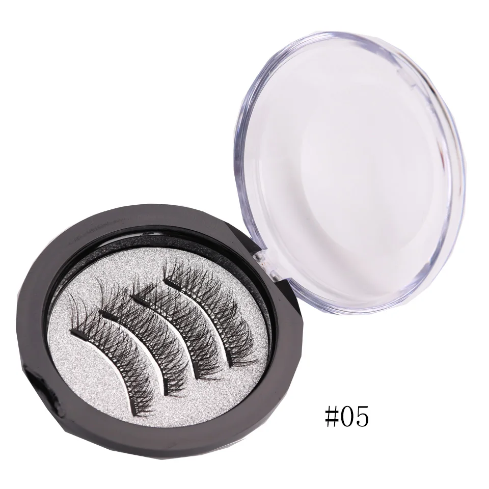 3D Double Magnetic Eyelashes Natural Beauty Full Strip Magnetic Fake ...