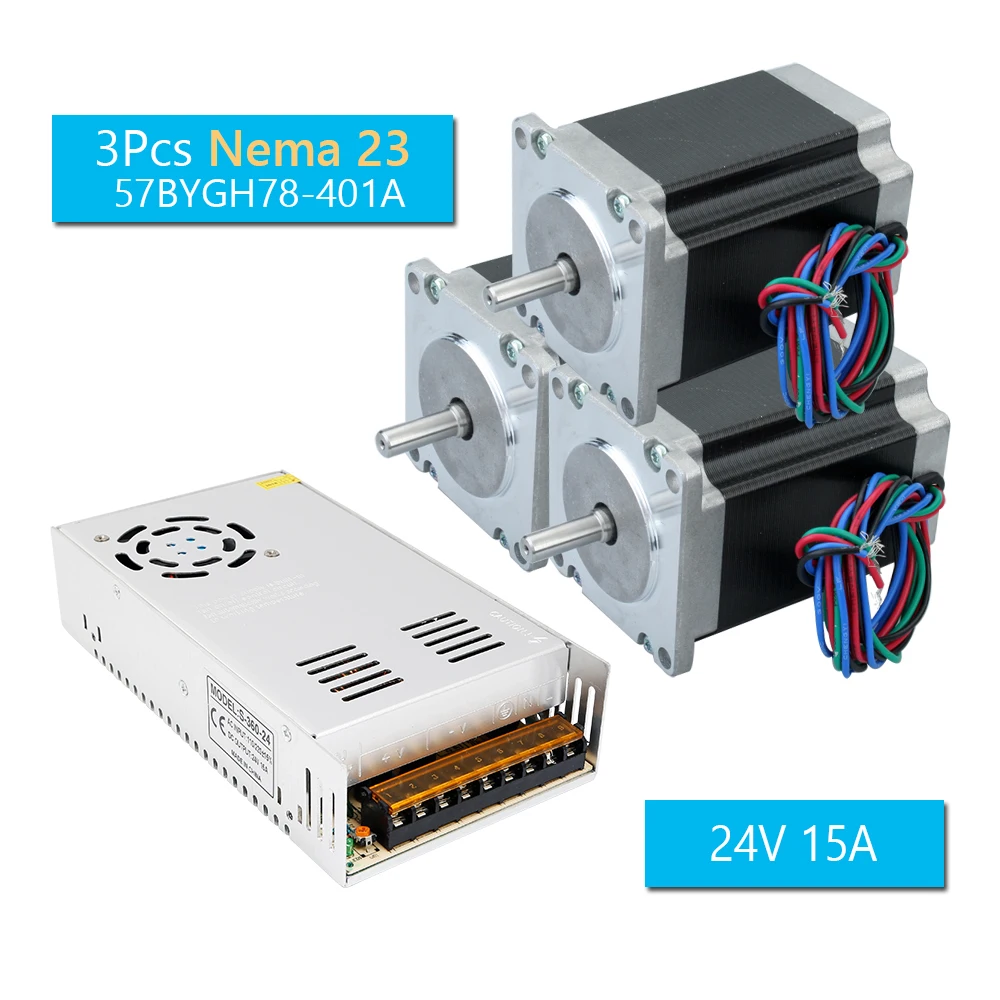 3pcs Nema23 CNC Router Stepper Motor 2 Phase 4 Wire 57BYGH78 401A ... 3pcs Nema23 CNC Router Stepper Motor 2 Phase 4 Wire 57BYGH78 401A ...